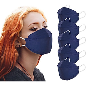 akgk KN95 Face Masks 100 Pack, Individually Wrapped, 5-Ply Disposable Navy Blue Face Mask Against PM 2.5 Smoke & Dust, Filtration Efficiency 95%