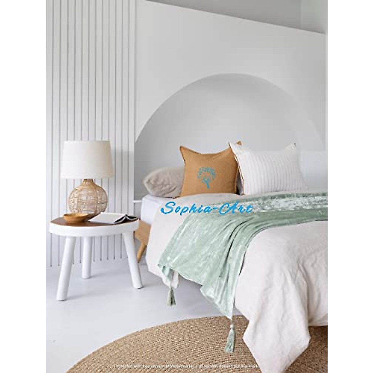 Sophia-Art Luxury Crushed Velvet Throw Blanket with Tassels Sofa Bed Soft Blankets Boho Warm Throws Cozy Plush Lightweight Pet (50x60 inches, Sage Green)