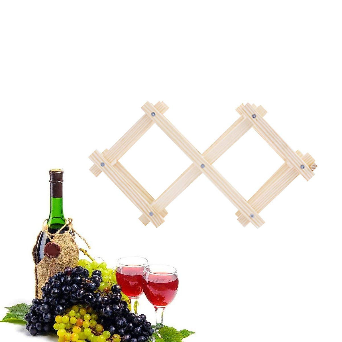 VOSAREA Desktop Stand Wood Folding Wine Racks 3 Slots Wine Bottle Holder Bamboo Foldable Countertop Wine Storage Accessory for Kitchen Bar Wall Display Home Decor Shelf Bracket