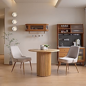 SIMTONAL Round Dining Table Modern Wood Kitchen Table 35'' Circular Tabletop for Leisure Coffee Table,35''L x 35''W x 29.9''H