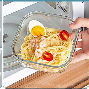 R.repad yay Square Glass Food Storage Containers, Small Square Glass Containers With Airtight Lids, 14oz Glass Meal Prep Containers, Glass Leak-proof Soup Container, Microwave Freezer Safe -(4PC)