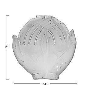 Creative Co-Op Stoneware Hands, Reactive Glaze Bowl, 5" L x 5" W x 2" H, White