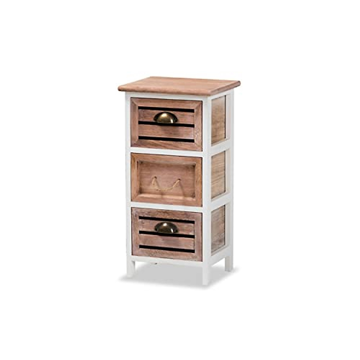 Baxton Studio Palta Modern and Contemporary Two-Tone White and Oak Brown Finished Wood 3-Drawer Storage Unit