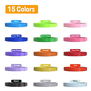 YEETIN 3D Pen Filament Refills 15 Colors, 16 ft per Color Total 240 ft, 1.75 mm PLA Compatible with SCRIB3D MYNT3D 3D Pen Comes with 2 Finger Caps & 3D Pen Template Book [3D Pen NOT Include]