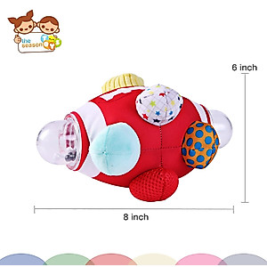 The Season Toys Football Bumpy Ball for Baby Cognitive Developmental, Baby Boys & Girls – Newborn to 36 Months Sensory Football Rattle Toy, Red