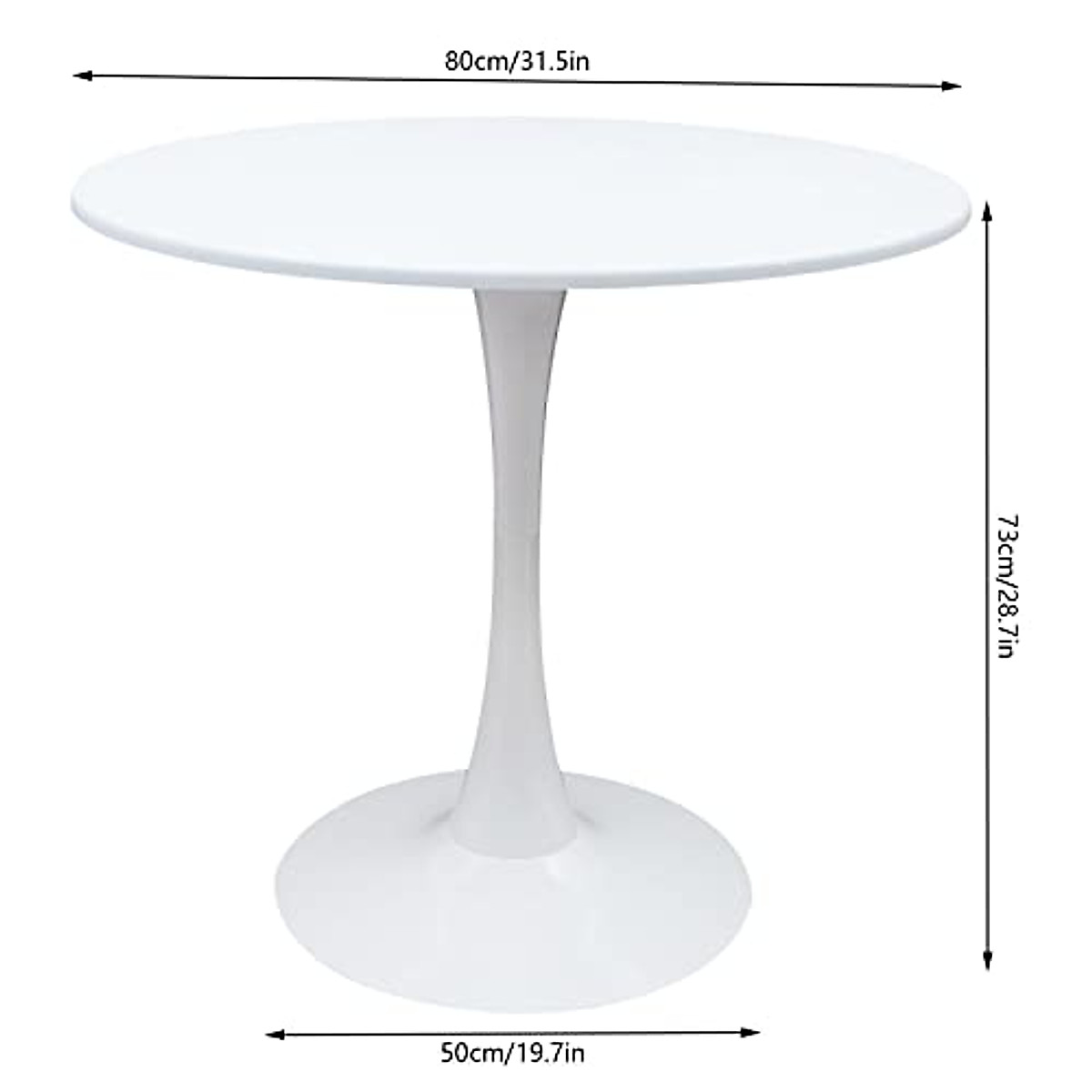 Xuthusman 31.5-in Round Tulip Pedestal Dining Table Mid-Century Modern Coffee Leisure Table Bar Tulip Pedestal End Side Table with Round MDF White