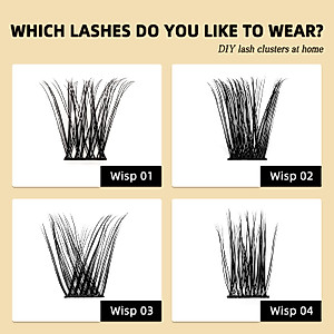 Lash Clusters DIY Eyelash Extension 72 pcs D Curl Cluster Lashes Individual Lashes Cluster Lashes Wisps Reusable Eyelash Segments Professional Makeup for Self-application (Wisp 03 mix 10-16mm)