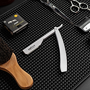 Professional Straight Razor Bundle - Stainless Steel Straight Edge Razor with 20 Gravity Premium Blades ("The OG", Apollo13)
