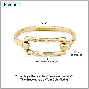 POMINA Chunky Gold Fashion Bangle Cuff Bracelet Geometric Shape Tension Bangle Wide Thick Chain Stretch Gold Bracelet for Women Teen (Square Gold)