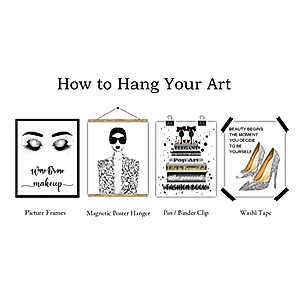 Glam Silver Fashion Wall Decor Girls Room Decor Wall Art Glitter Silver Fashion Lady Perfume Flower Book High Heels Posters Prints Women Bathroom Decor Bedroom Decor(8x10 inch Unframed, Silver)