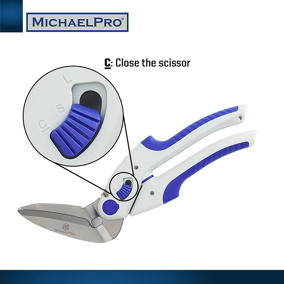 MichaelPro 10" Heavy Duty Angled Scissors, Carpet Cutter, Multipurpose Industrial Scissors, Cutter for Carpet, Cardboard, Leather, Artificial Turf, Pruning, Professional Soft Grip Stainless Steel