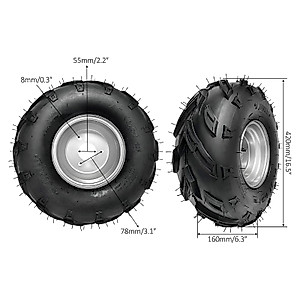 YC Yier 34" Go Kart Rear Axle Kit & 48V 1000W Electric Brushless Motor Controller Differential & 16x8-7" Wheels Tires + Front Steering Shaft for ATV Quad Buggy 4 Wheelers Dolly Cart Trike Tricycle