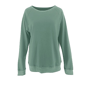 PRETTODAY Women's Casual Solid Sweatshirts Long Sleeve Crew Neck Tops Loose Pulloverss (Mint, l)
