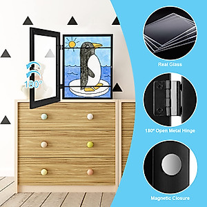 [2-Pack] Kids Frames, 8.5x11 Front Opening Kids Artwork Frames Changeable, Black Artwork Display Storage Frame for Wall, Holds 50 Pcs, for 3D Picture, Crafts, Children Drawing, Hanging Art, Portfolio