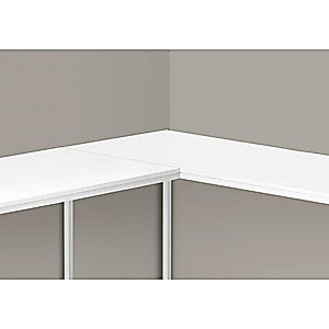 Monarch Specialties 7395 Computer Desk, Home Office, Corner, 58" L, L Shape, Work, Laptop, Metal, Laminate, Contemporary, Modern Desk-58 Top, 58.25" L x 44" W x 30" H, White/White