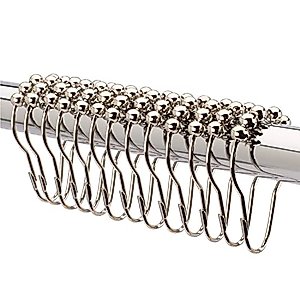 2lbDepot Shower Curtain Rings Hooks - Polished Nickel Finish - Premium 18/8 Stainless Steel - Locking Rings with Easy-Glide Rollers - Five Finishes Available - Set of 12 for Shower Rods