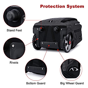 Rolling Backpack Wheeled Backpack, Business Travel Backpack, Carry on Luggage Waterproof Bag, Fit 17.3 Inch Notebook Men Women and College Student Computer Bag (Black)