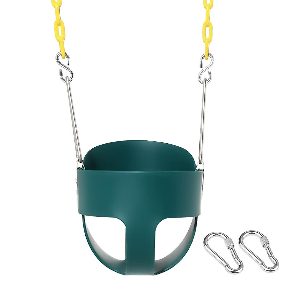 High Back Full Bucket Toddler Swing Seat with Yellow Coated Swing Chains Fully Assembled Baby Swing Outdoor - Swing Set Accessories