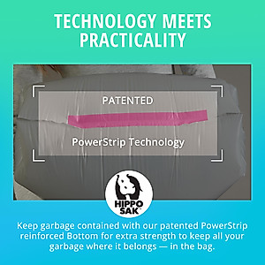 Hippo Sak - Tall Kitchen Garbage Bags with Ergonomic Handles - 13 Gallon Trash Bags Made from Recycled Ocean Bound Plastic - Super Strong and Leak Proof Tall Kitchen Trash Bags (45 Count)