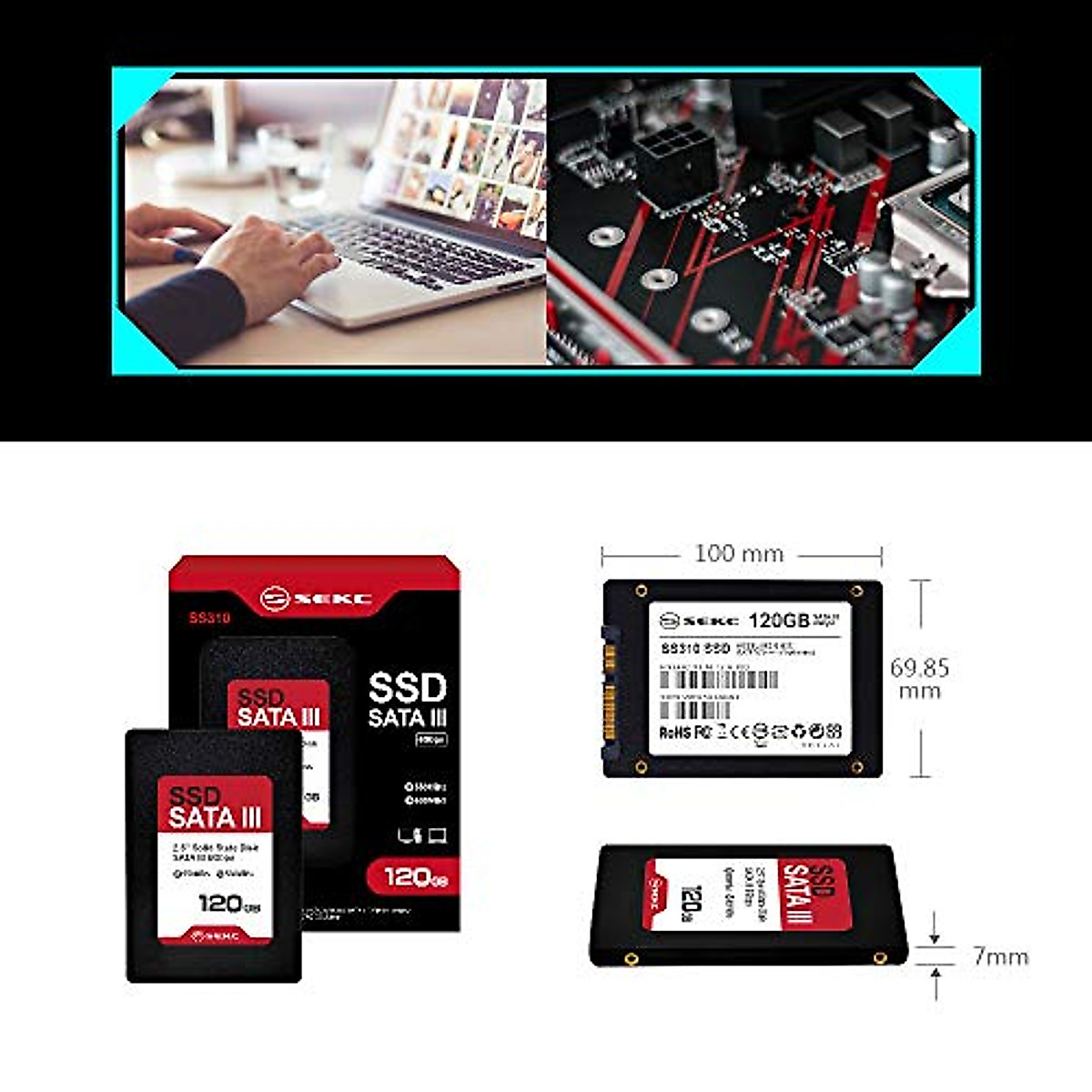 SEKC 120GB SSD SATA III 6 Gb/s, Up to 550/530 MB/s Read/Write Speed, Internal 2.5" 7mm (SS310120G)