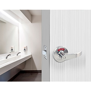 MuteX Extra Large Bathroom Privacy Lever Lock with Large Inuse or Vacant Indicator for Men Women Restroom, ANSI Grade2 Commercial Grade, Perfect for Professional Office Buildings, Matte Black