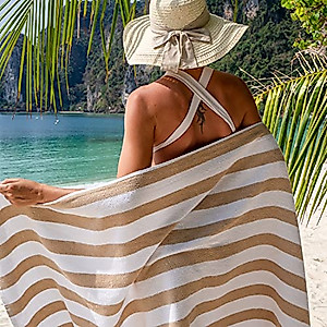 Arkwright Cali Cabana Beach Towels - (Pack of 4) 100% Ring Spun Cotton Large Soft Quick Dry Pool Towel, Perfect for Hotel, Swim, Bathroom Hot Tub, and Resort, 30 x 60 in, Beige