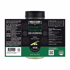WOULD U COOK GOURMET PREMIUM SEASONING Scallion Granules (54g/1.90oz), Taste of Korea, Vegan, Magic Powder, Green Onion