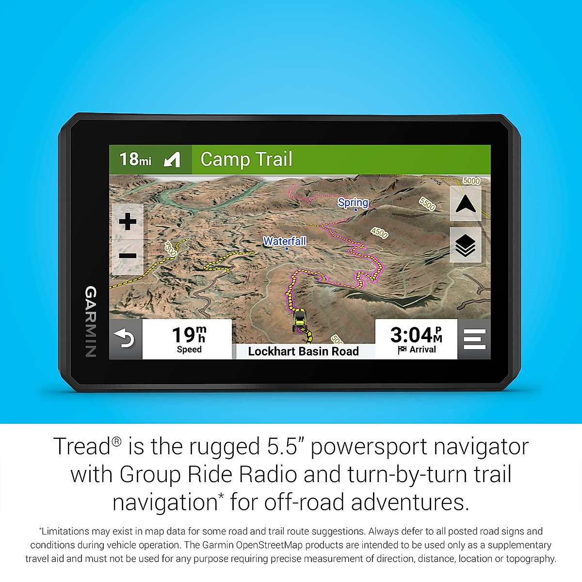 Garmin Tread Powersport Off-Road Navigator with Group Ride Radio, Group Tracking and Voice Communication, 5.5" Display, 010-02406-00,Black