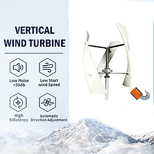 3000W/8000W Wind Turbine Generator 12V/24V/48V Vertical Axis Wind Turbine, Vertical Wind Generator with 3 Blade and Controller, Glass Fiber Blades Wide Application for Cabin,3000W-24V
