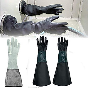 HOLDWIN Rubber Sandblaster Gloves for Abrasive Blasting be Used on Sandblast Cabinet Sand Blasting Gloves With Particle