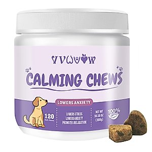 VVWVVW Calming Chews for Dogs 120PCs, Dog Calming Chews for Dog Anxiety Relief, Promote Relaxation, Aid with Separation, Barking and Sleeping, Natural Ingredients Calming Treats for Dogs