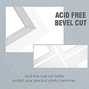 Golden State Art, Pack of 5 Acid Free Bevel Cut 4-Ply Thickness White Core Picture Mats for Photos (White, 11x14 for 8.5x11 Photo)
