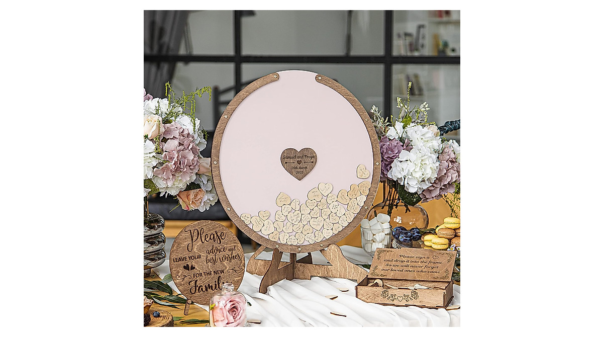 Rustic Wedding Guest Book Drop Box Customizable Heart Frame