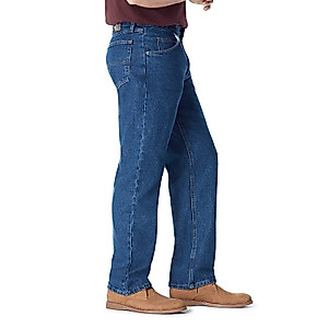 Wrangler Authentics Men's Classic 5-Pocket Relaxed Fit Cotton Jean, Dark Stonewash, 42W x 32L