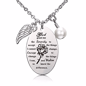 Blerameng God Grant Me The Serenity to Accept The Bible Verse Prayer Necklace with Free Chain Christian