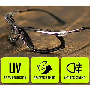 MAGID Gemstone Onyx Sporty Foam Lined Safety Glasses, 1 Pair, Gray Polycarbonate Lenses, Black Frame