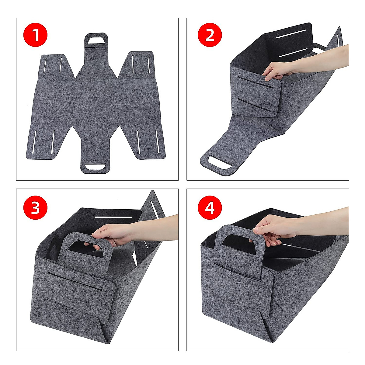 BDZBREN Large Clothing Storage Organizer for Closet 4 Pack - 16x10.5in Felt Fabric Closet Storage Baskets for Shelves, 6.5in High Rectangle Storage Baskets