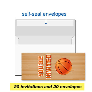 VAHATAN Basketball Birthday Party Invitations 20 Pack Basketball Theme Ticket Invitations with Envelopes Invites Cards