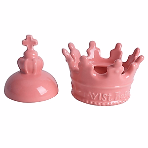 Vencer Ceramic Keepsake Box and Rosary Gifting Set, My First Rosary Cross for Boys and Girls,Pink,VBK-002P