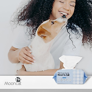 Mooncat Unscented Cat&Dog Wipes | Plant-Based Cat&Dog Grooming Supplies From Eye to Paw | Thick&Moist Cat&Dog Ear&Butt Cleaner | Allergy Relief | Deodorizing Dog Shampoo for Grooming Bath | 400 Counts