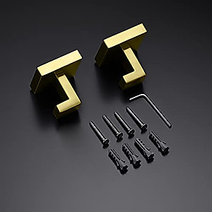 Miyili Bath Towel Hook Brushed Gold Stainless Steel Coat/Robe Clothes Hook for Kitchen Garage Wall Mounted (2 Pack), B06C2