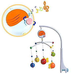 Fisca Baby Musical Crib Mobile, Infant Bed Decoration Toy Hanging Rotating Bell with Melodies Dual Purpose (Mobile & Bath Toy)