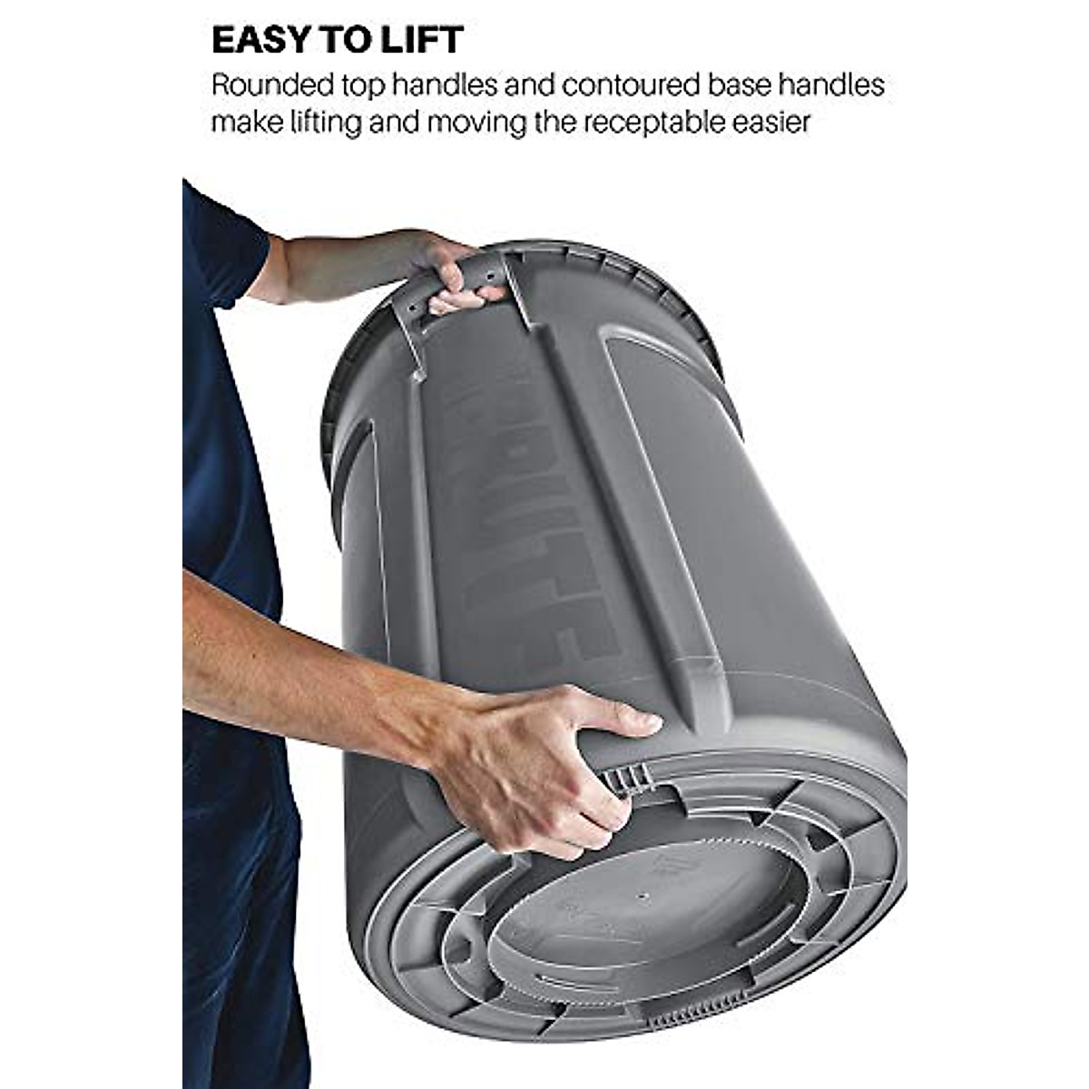 Rubbermaid Commercial Products-2136382 BRUTE Heavy-Duty Round Trash/Garbage Can with Venting Channels - 44 Gallon - Gray (Pack of 2)