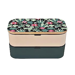 Cactus Premium Bento Lunch Box, 2 Compartments Leakproof Lunch Box With Cutlery For Adults, Microwave & Dishwasher Safe