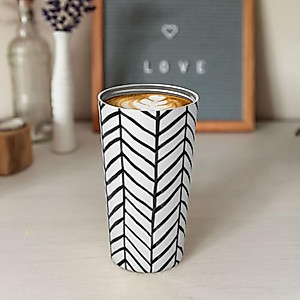 WANGXUEE black and white boho Print 500ml Stainless Steel Travel Tumbler Double Wall Vacuum Insulated Coffee Mug