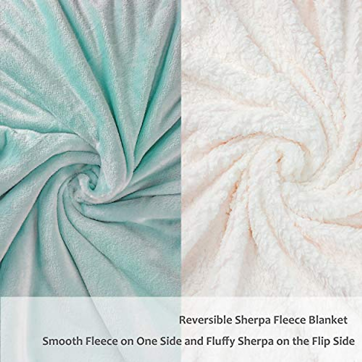 Catalonia Teal Fluffy Sherpa Throw Blanket, Super Soft Mink Plush Couch Blanket, TV Bed Fuzzy Blanket, Comfy Warm Heavy Throws, Comfort Gift for Her, 50x60 inches