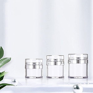 wgdpnp Airless Pump Jar Small Cream Jar with Perfume Pump Bottle Vacuum Bottle Containers Portable Airless Pump Bottle Refillable Airless Pump Jars for Toiletries Cosmetic Container (1PCS, 50ml)