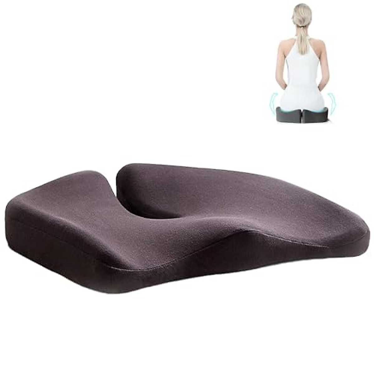 Libiyi Seat Comfort Pro,Libiyi Seat Cushion,Ergonomic Seat Cushion for Hip and Back Pain Office Chair,Breathable Memory Foam Seat Cushion with Lined,for Wheelchairs,Driving Seat Cushions (Coffee)