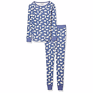 Amazon Essentials Cute Pajama Sets for Women, Snug-Fit Cotton Sleepwear, Available in Plus Size, Polar Bear, X-Small
