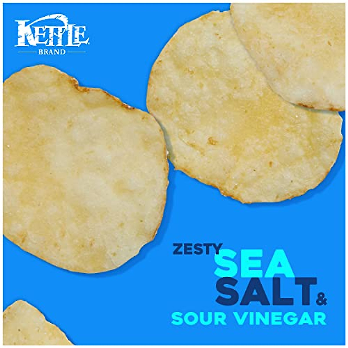 Kettle Brand Sea Salt and Vinegar Kettle Potato Chips, Gluten-Free, Non-GMO, 7.5 oz Bag